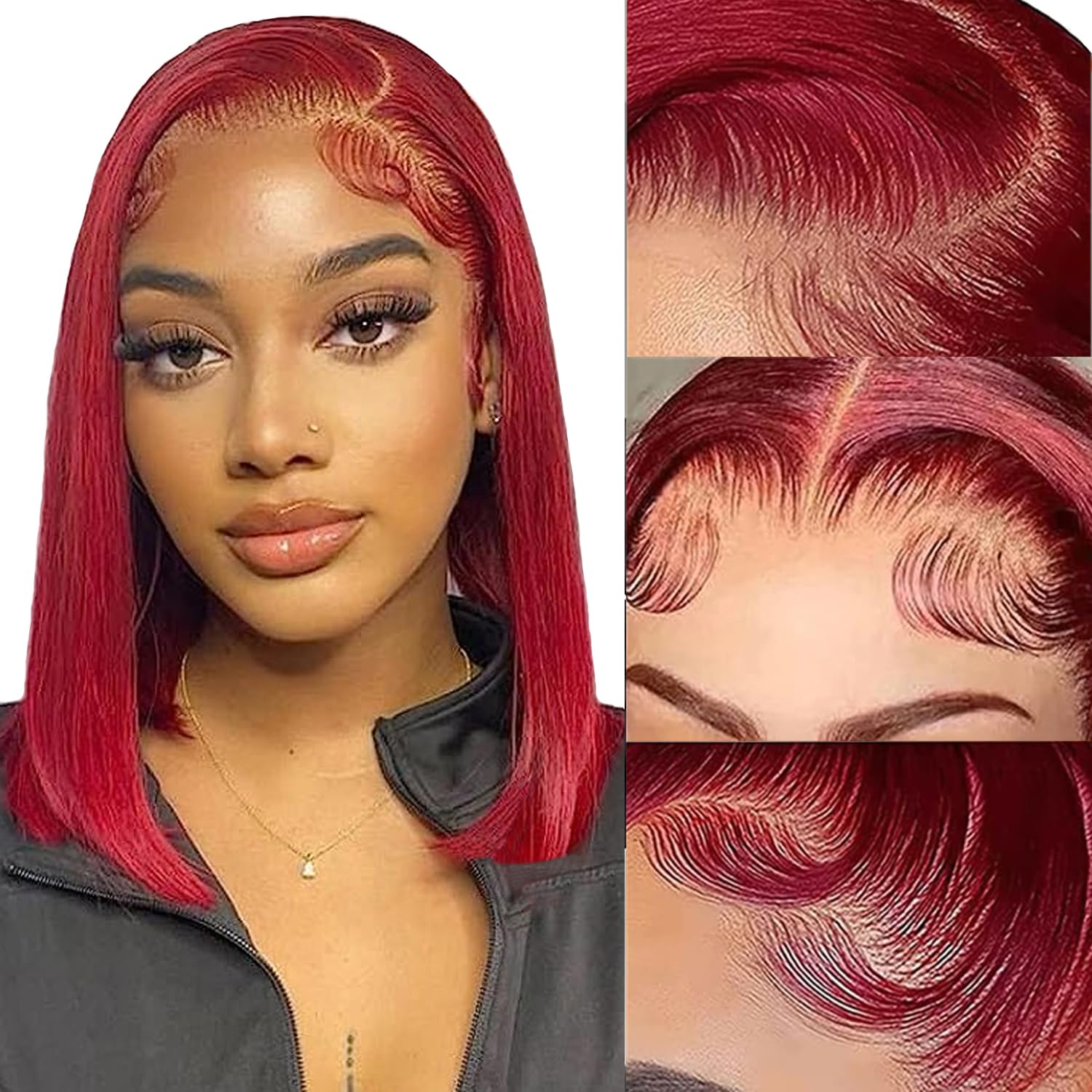 Amazon.com : Superfect 99J Burgundy Lace Front Wigs Human Hair Pre ...
