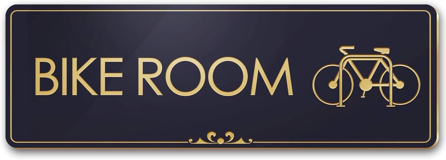 Amazon.com: Bike Room Sign, Black/Gold, Engraved, 3" x 9", Fade ...