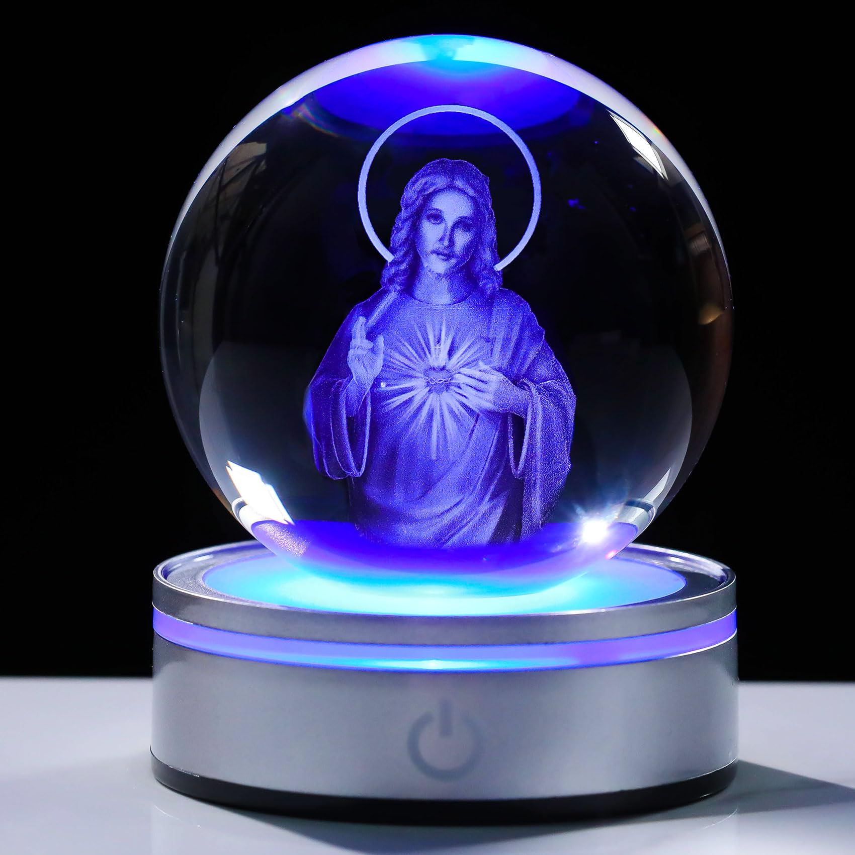 Amazon.com: Movdyka 3D Crystal Ball Jesus Statue Christian Gifts for ...