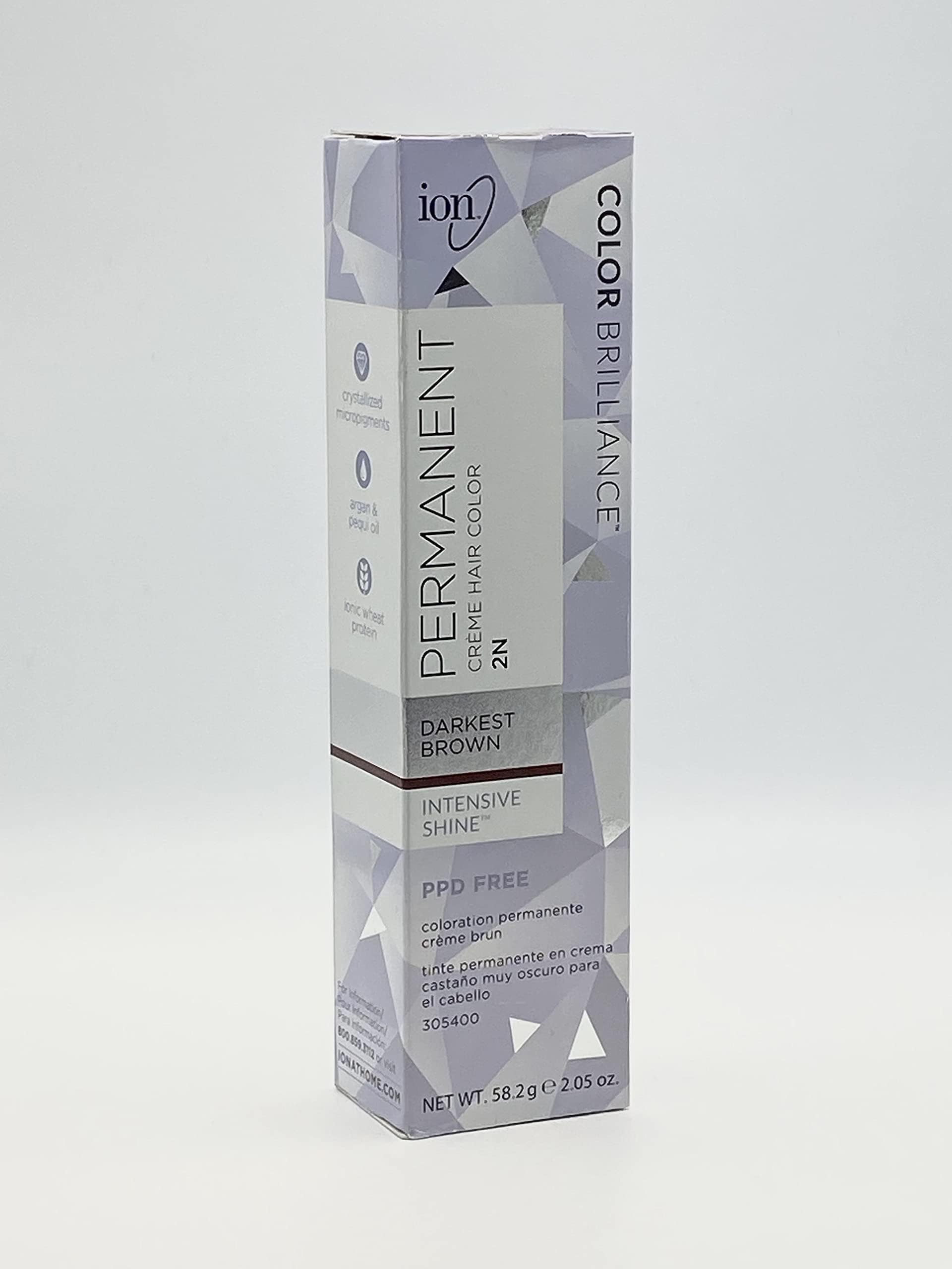 Amazon.com : Ion 2N Darkest Brown Permanent Creme Hair Color 2N Darkest ...