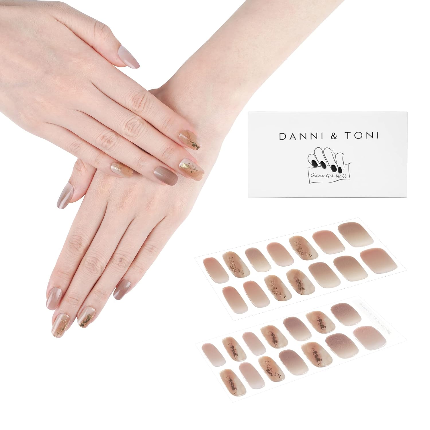 Amazon.com: DANNI & TONI Semi Cured Gel Nail Strips (Demure) Coffee ...