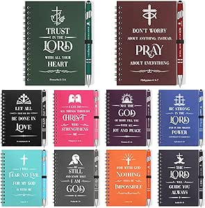 Amazon.com : Glenmal 10 Sets Christian Gift Bulk Spiral Bible Notebooks for Note Taking Verse ...