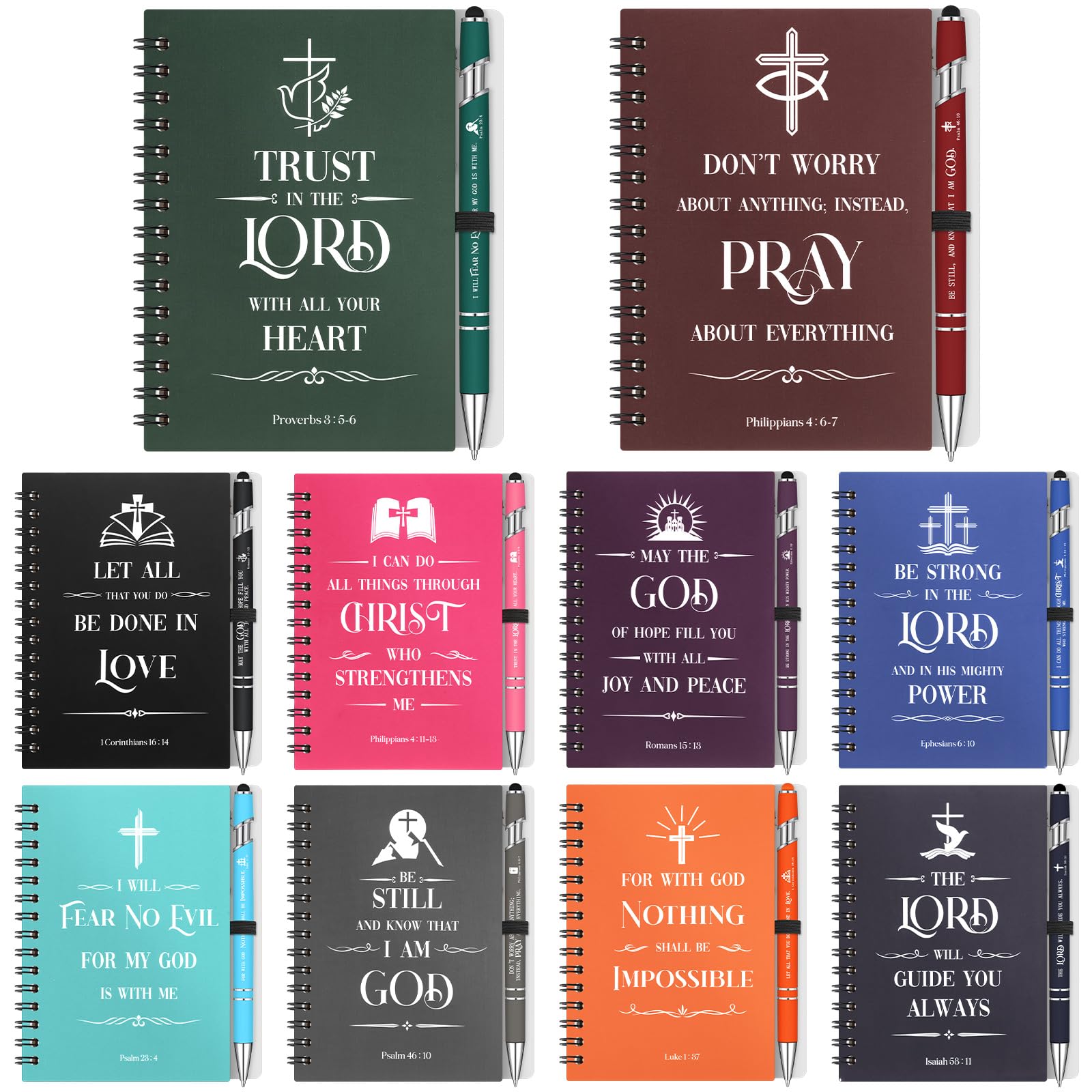 Amazon.com : Glenmal 10 Sets Christian Gift Bulk Spiral Bible Notebooks ...