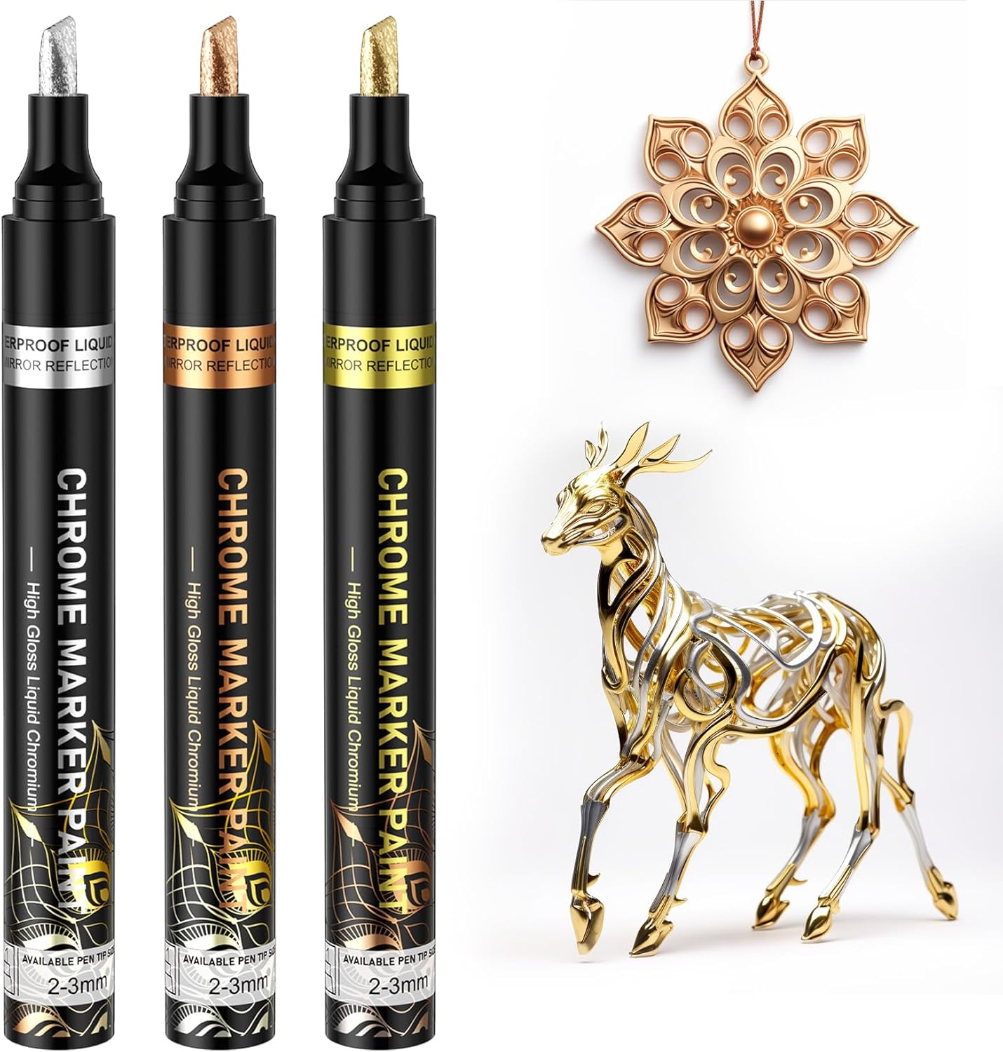 Amazon.com: SigWong Liquid Mirror Chrome Markers - 3 Colors Gloss ...