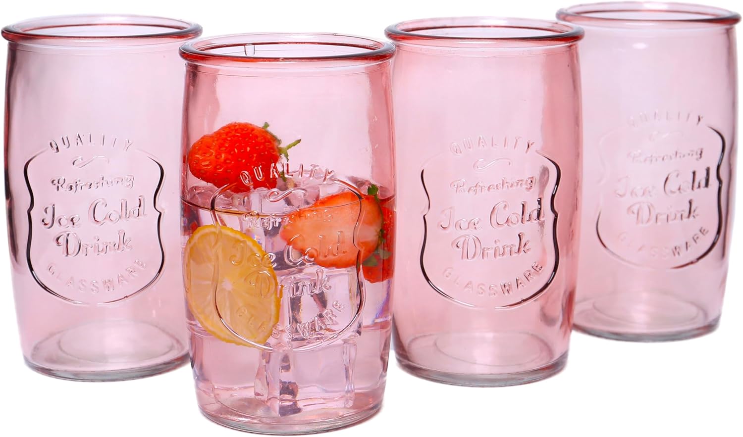 Amazon.com | kitchentoolz Colored Large Drinking Glasses Set of 4 ...