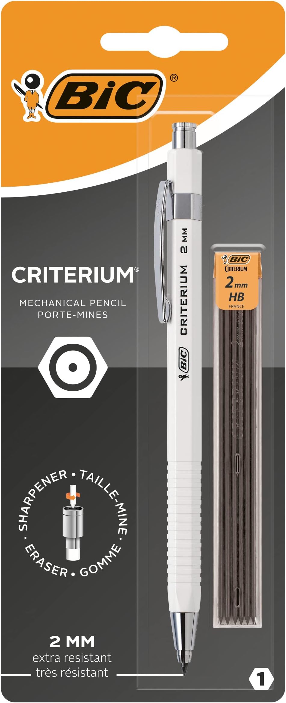 Bic Criterium Mechanical Pencil Leads 0.7 mm (Blister Pack of 2), gray ...