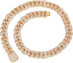 WAHZAUS Width 15mm Big Iced Out Cuban Link Necklace, Solid Thick Men ...
