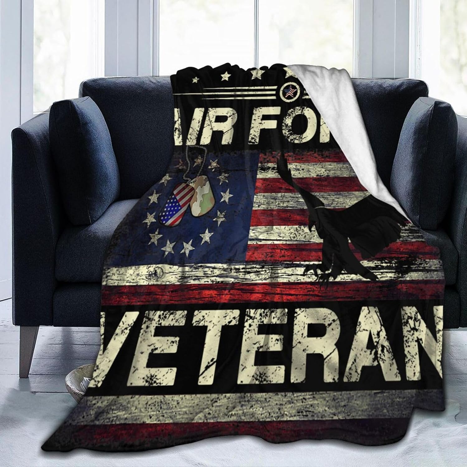 Amazon.com: QANCOSI Air Force Veteran Eagle Flag Design Blanket Flannel ...