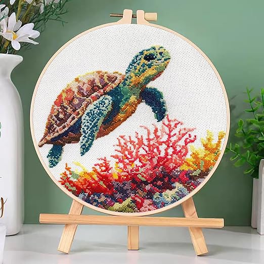 Amazon.com: DIY Cross Stitch Kits Sea Turtle and Corals Easy for ...