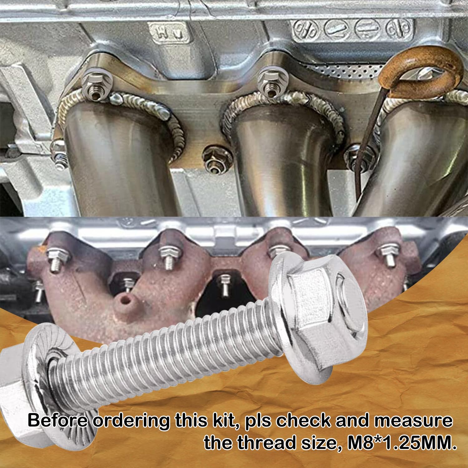 Snapklik.com : 16 Pcs M81.25 Studs Kit Stainless Steel Exhaust Studs ...