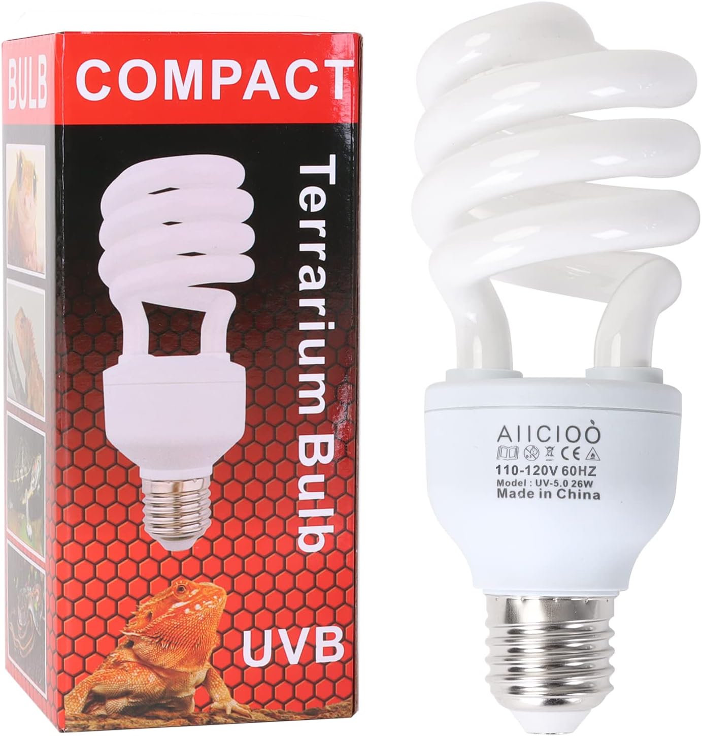 Amazon.com : Aiicioo UVB Reptile Light - 5.0 Tropical UVB Spiral ...