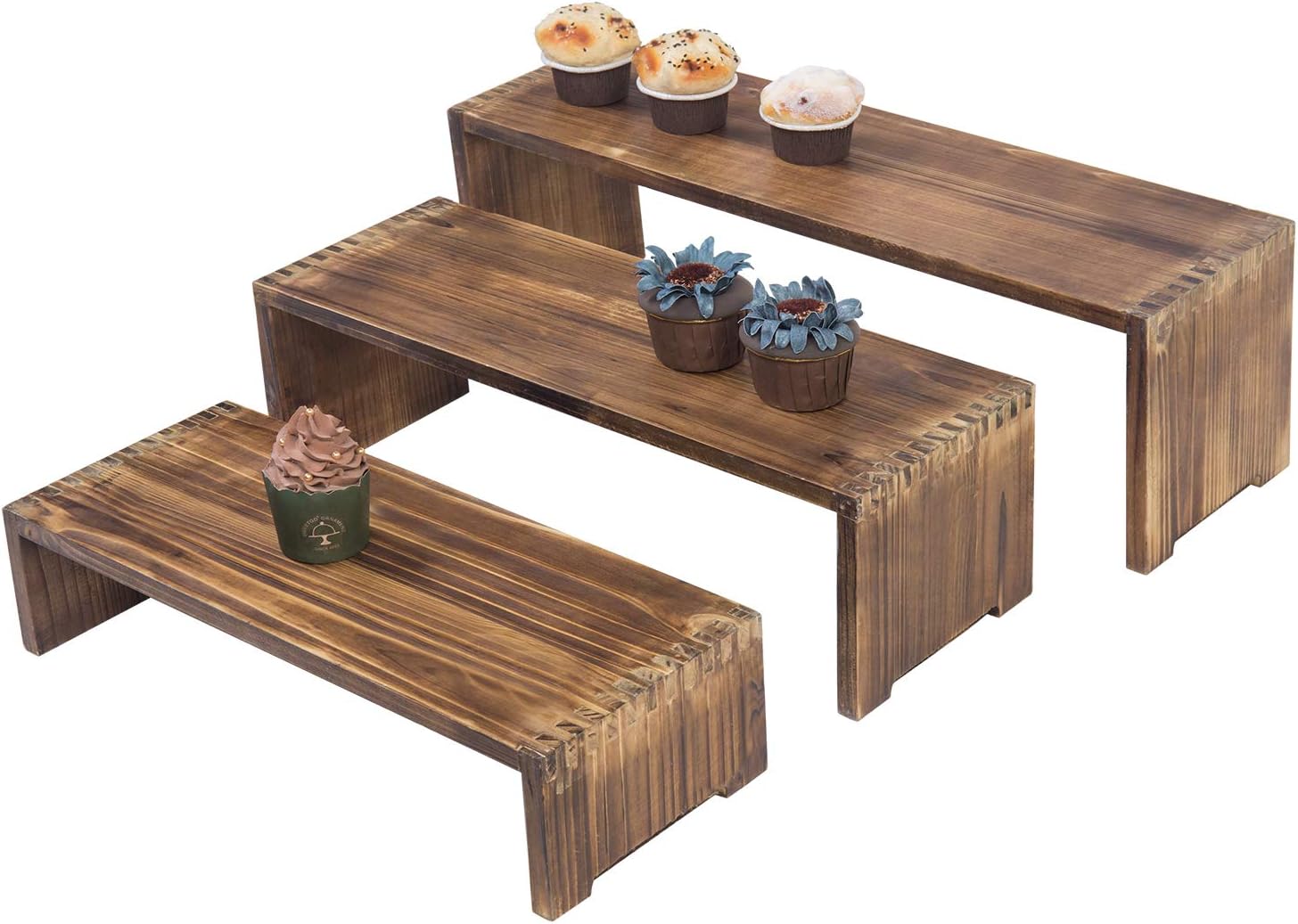 Amazon.com: MyGift Dark Brown Wood Retail Display Risers, Set of 3 ...