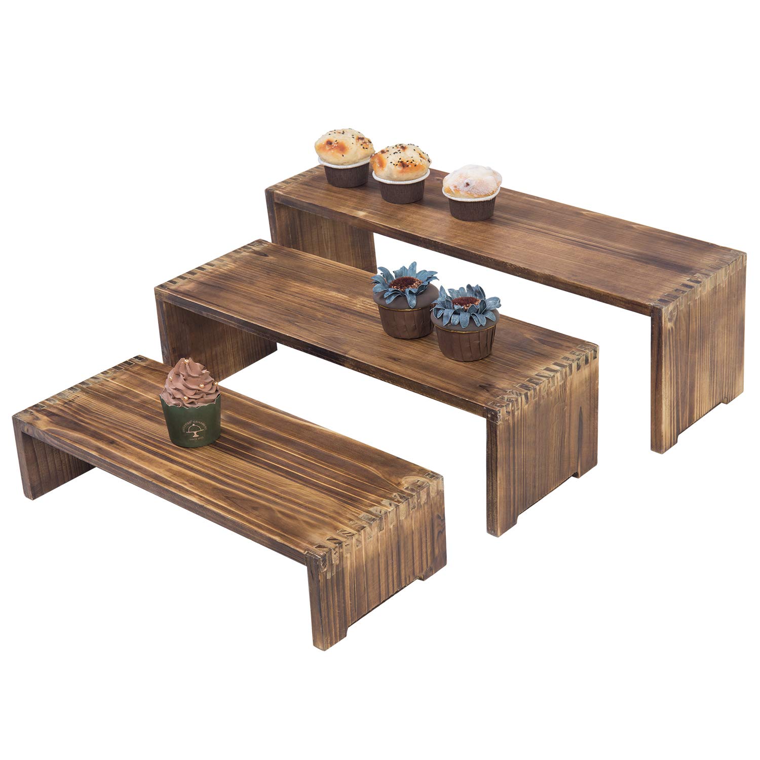 Buy MyGift Dark Brown Wood Retail Display Risers, Set of 3 Online at ...