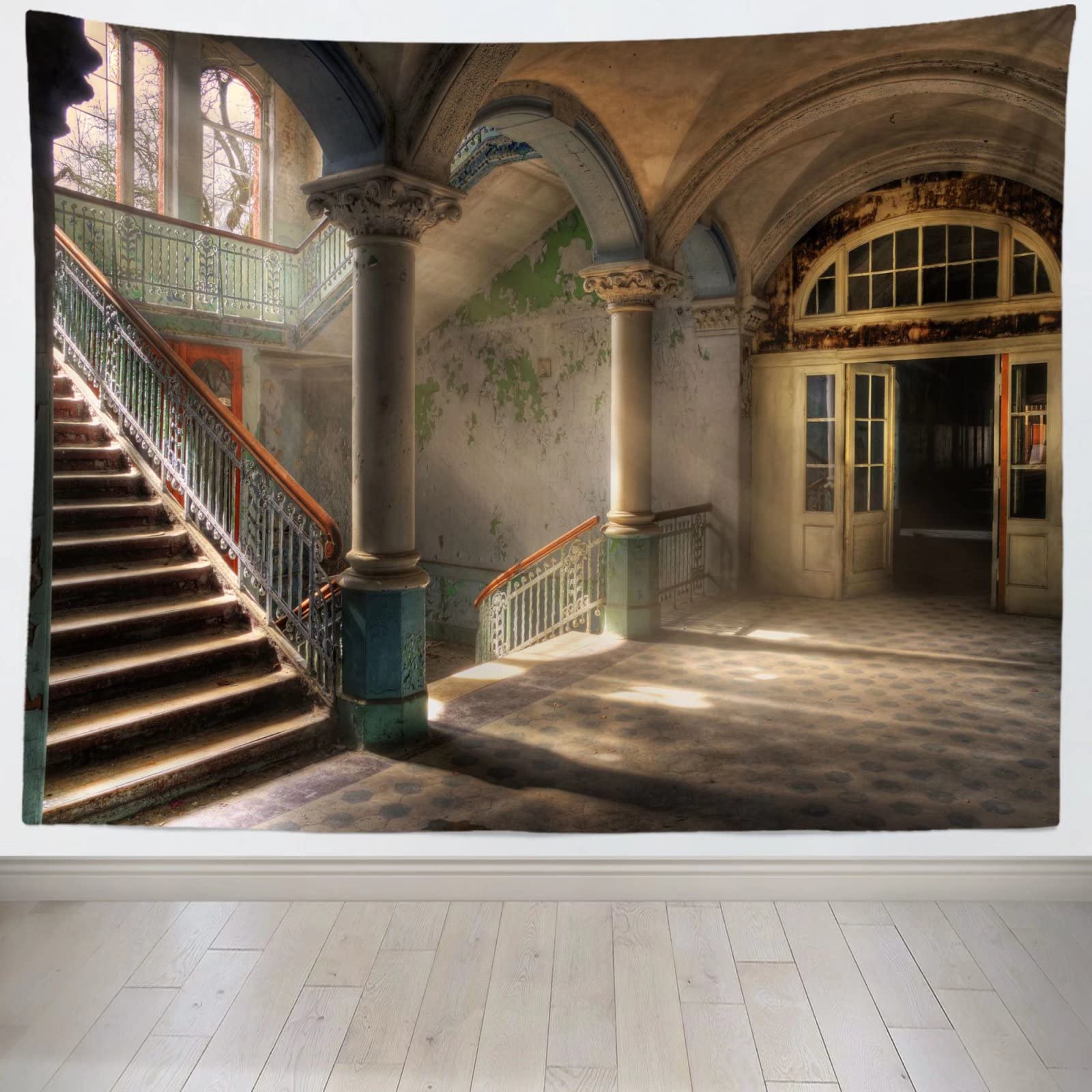 Buy Loccor 6x4ft Fabric Old Hospital Backdrop Building Stairs Spooky ...