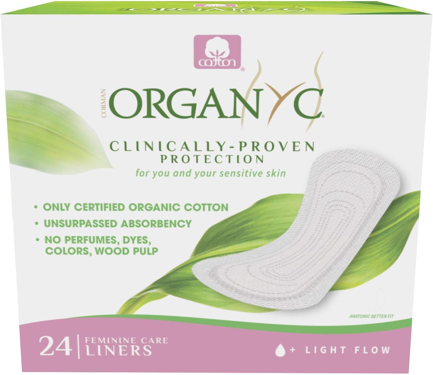 Amazon.com: ORGANYC Hypoallergenic 100% Organic Cotton Panty Liners, 24 ...