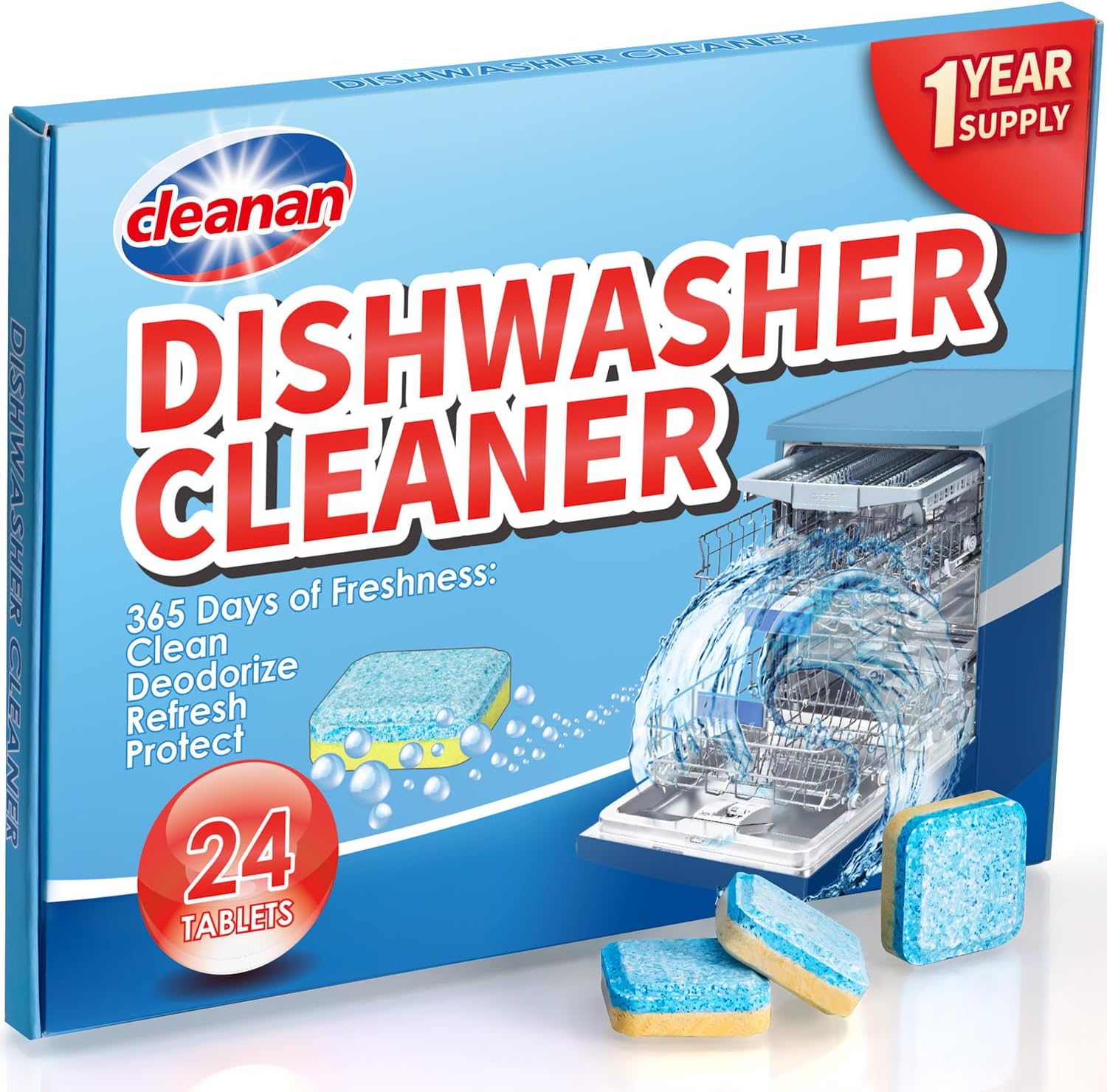 Dishwasher Cleaner Deep Clean Tablets - 24 Pack Powerful Descaling and ...