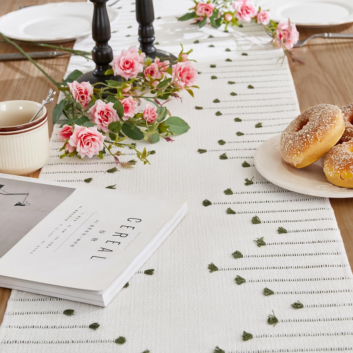 Amazon.com: Wracra Boho Table Runner, Natural Cotton Woven Macrame ...