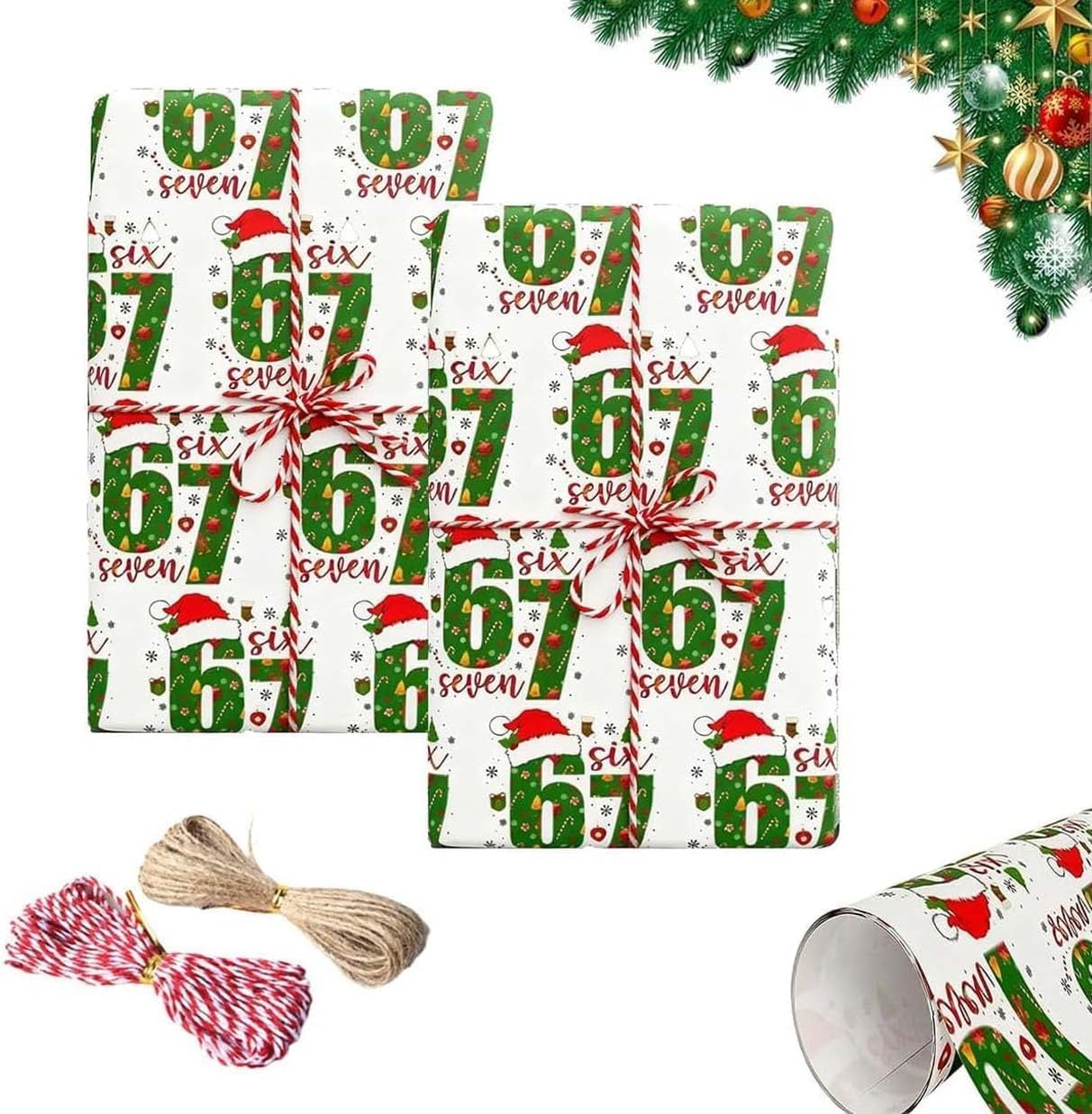 Amazon.com: 2 Pcs 67 Christmas Wrapping Paper, 67 Meme Christmas Gift ...