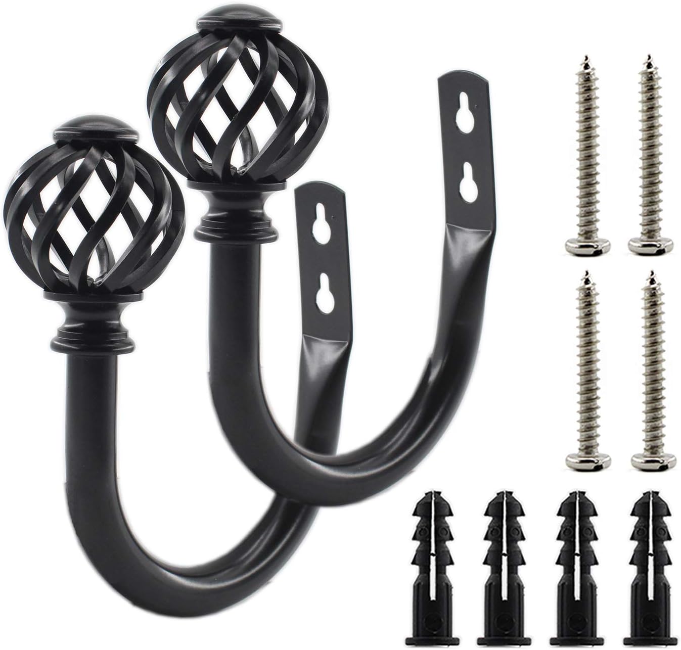 Amazon.com: Jiamekju Curtain Holdbacks, U Shaped Adhesive Curtain Hooks ...