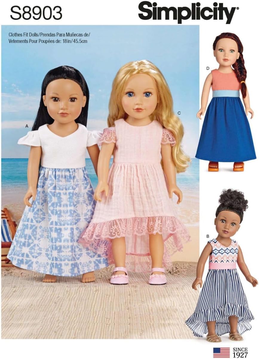 Amazon.com: Simplicity US8903OS Sewing Pattern S8903 18" Doll Clothes ...