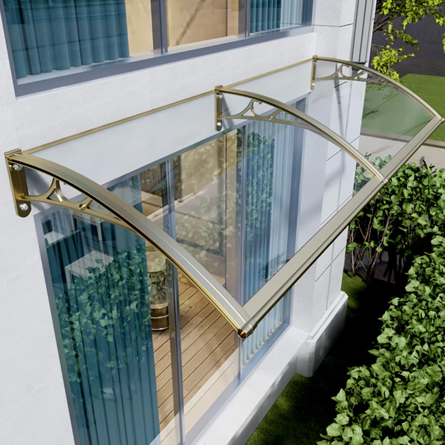 Modern Polycarbonate Canopy Awning for Front Door Curved Rain Cover for ...