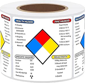 wootile Right to Know Labels Hazardous Material System Label 2 Inch ...