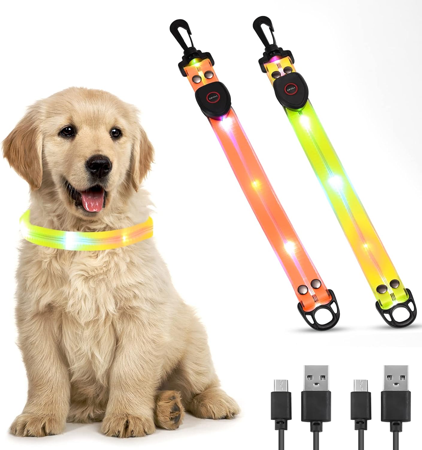 2PCS Dog Collar Light Up with USB Rechargeable,Waterproof Led Dog ...