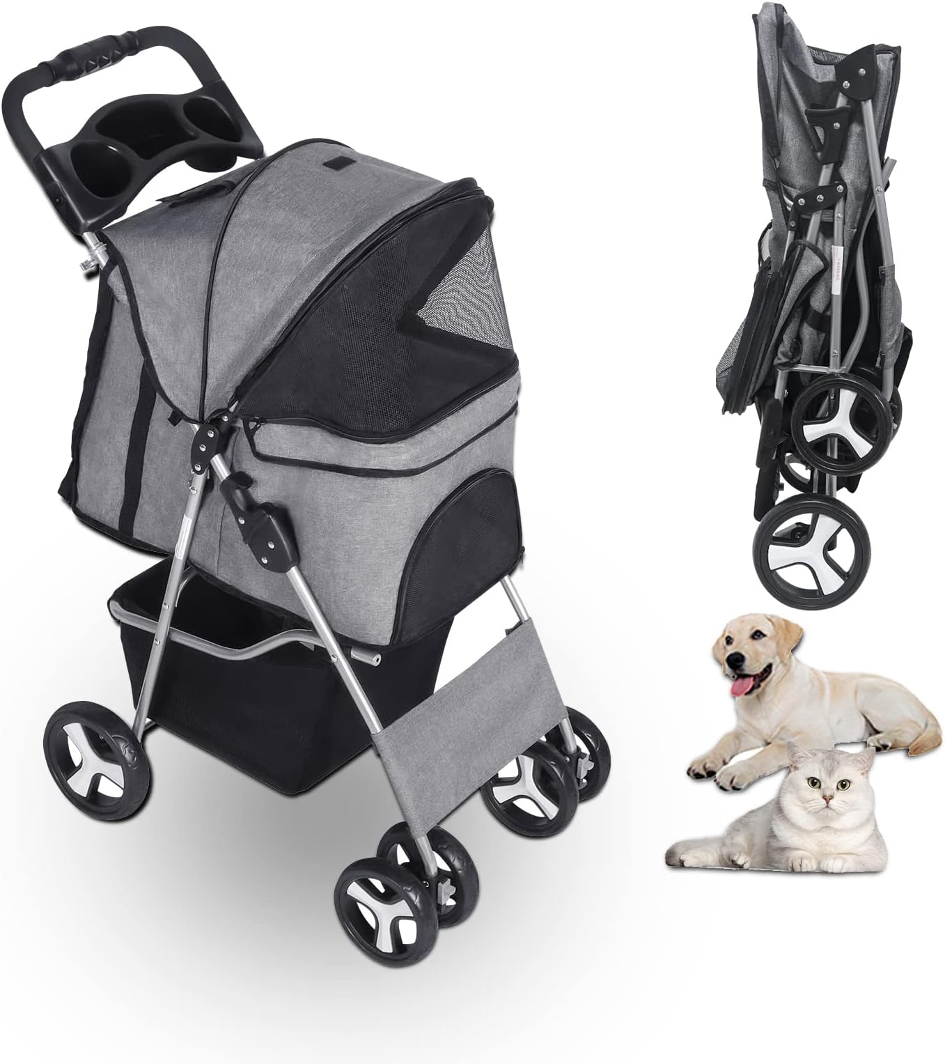 Amazon.com : 3 in 1 Folding Dog Stroller, Zoosky Pet Stroller for Small ...
