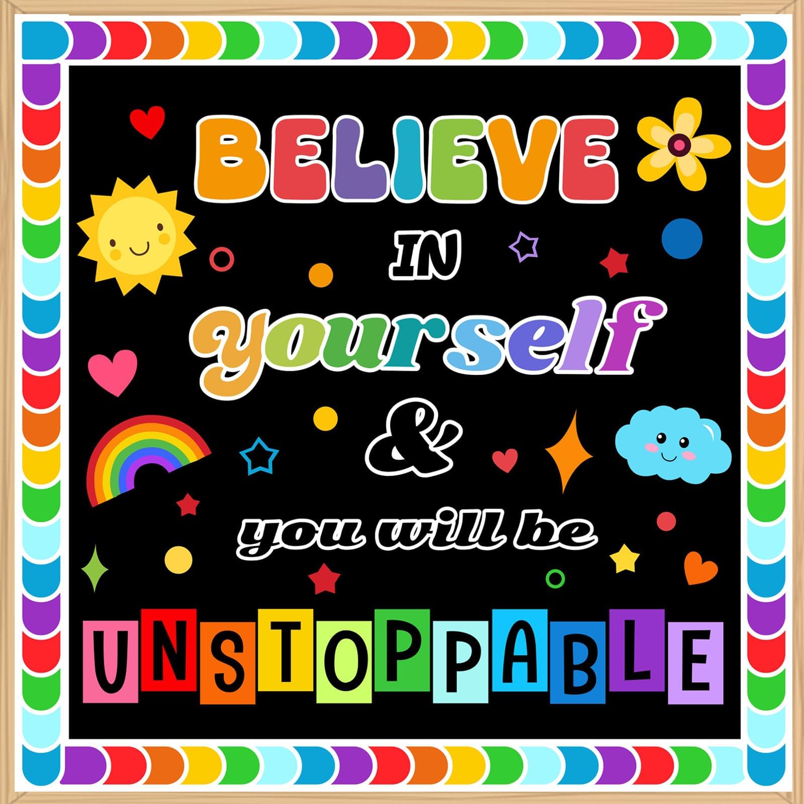 Amazon.com : LioNergy Believe in Yourself Classroom Bulletin Board ...
