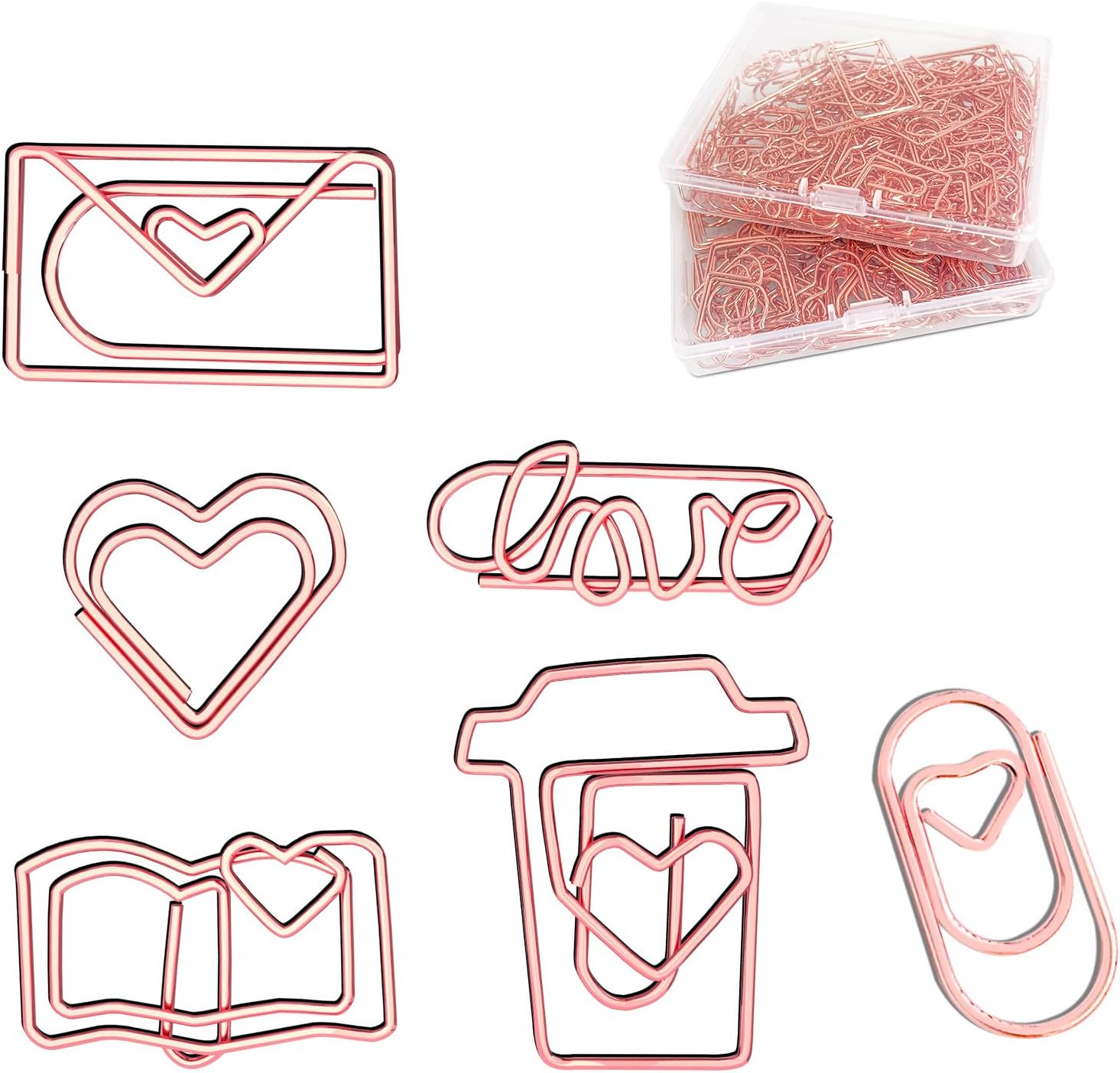 Amazon.com : BTSFTOGET 210 Pcs Rose Gold Cute Paper Clips Assorted ...