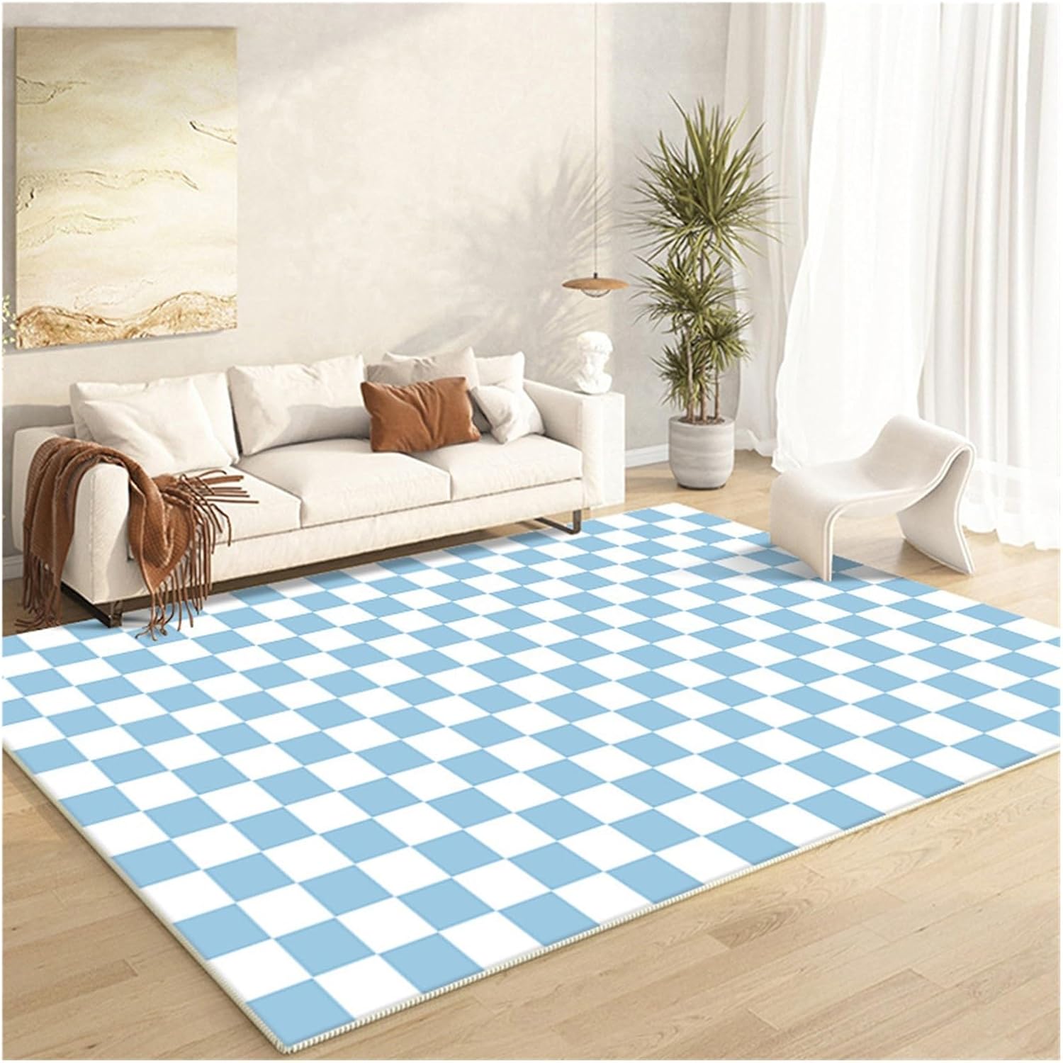 Amazon.com: White Checkered Area Rug,Checkerboard Area Rugs, for Living ...