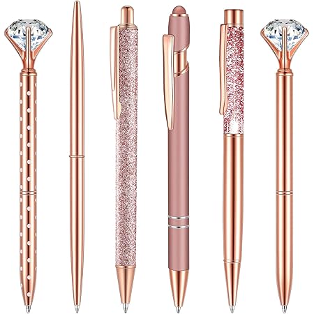 Amazon.com : 9 Pcs Ballpoint Pens Set Metal Crystal Diamond Pen Liquid ...