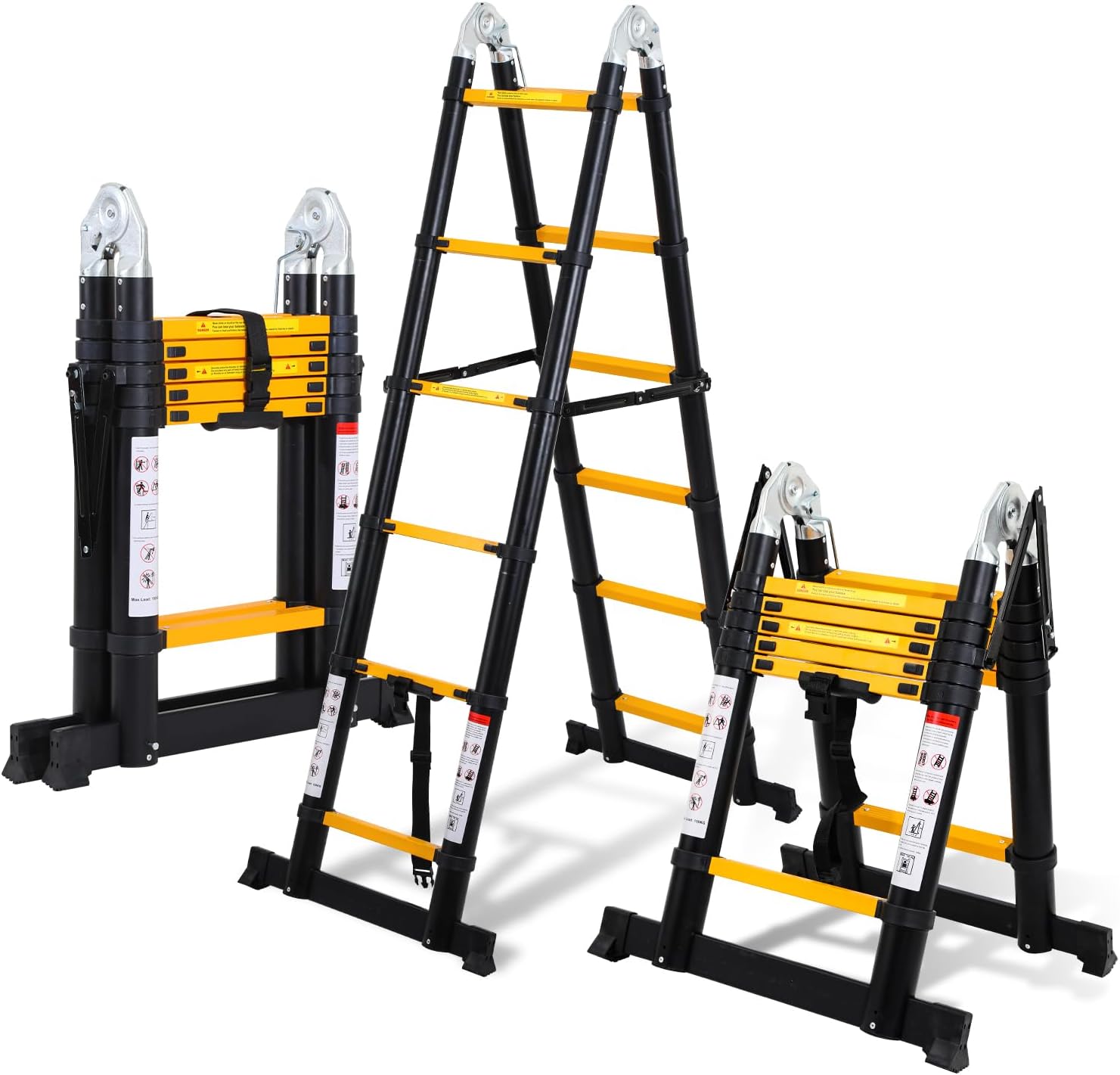 Ikodm 3,8M (1.9+1.9) Teleskopleiter Klappleiter Alu ...