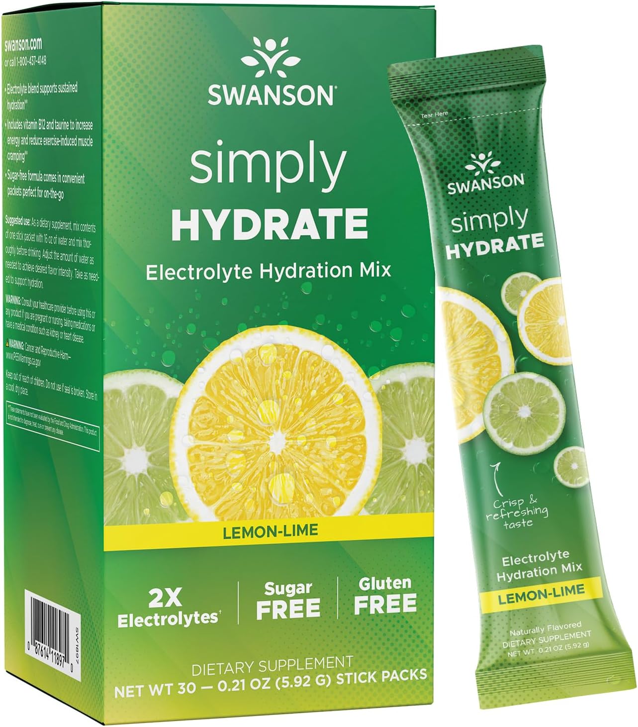 Amazon.com: Swanson Simply Hydrate Electrolyte Mix - Sugar-Free Lemon ...