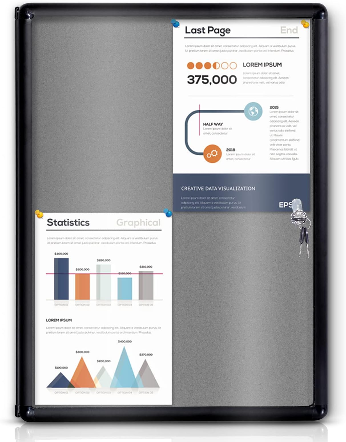 Amazon.com : EVERSUPPLY Enclosed Bulletin Board Lockable Display Case ...