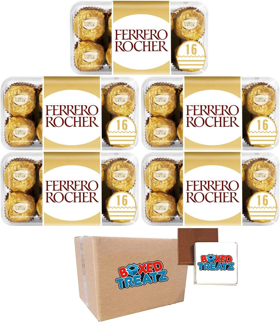 Ferrero Rocher Chocolate Bundle: 5 x 200g (80 Truffles) - Whole ...