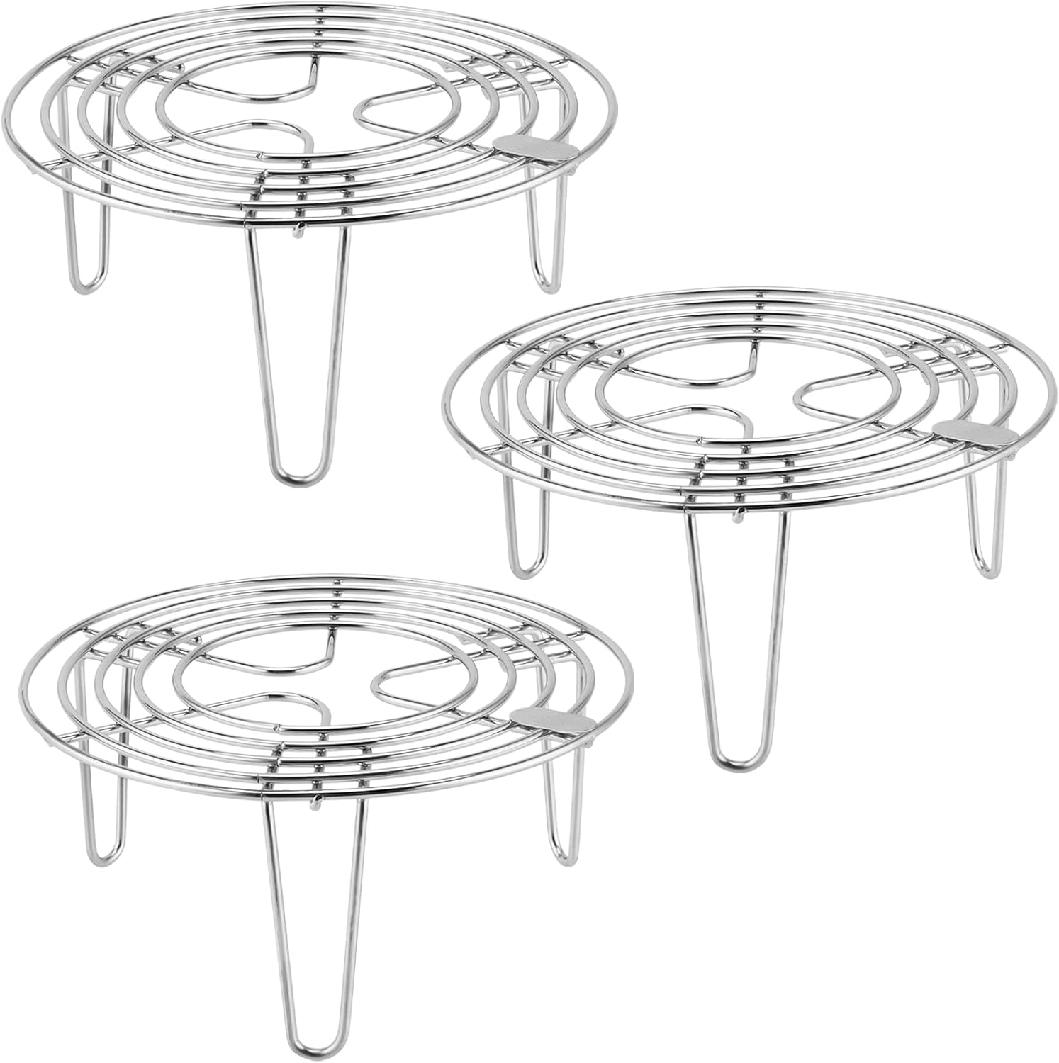 3 Pack Stainless Steel Round Steamer Rack, FUNSUEI 16 x 7cm Round ...