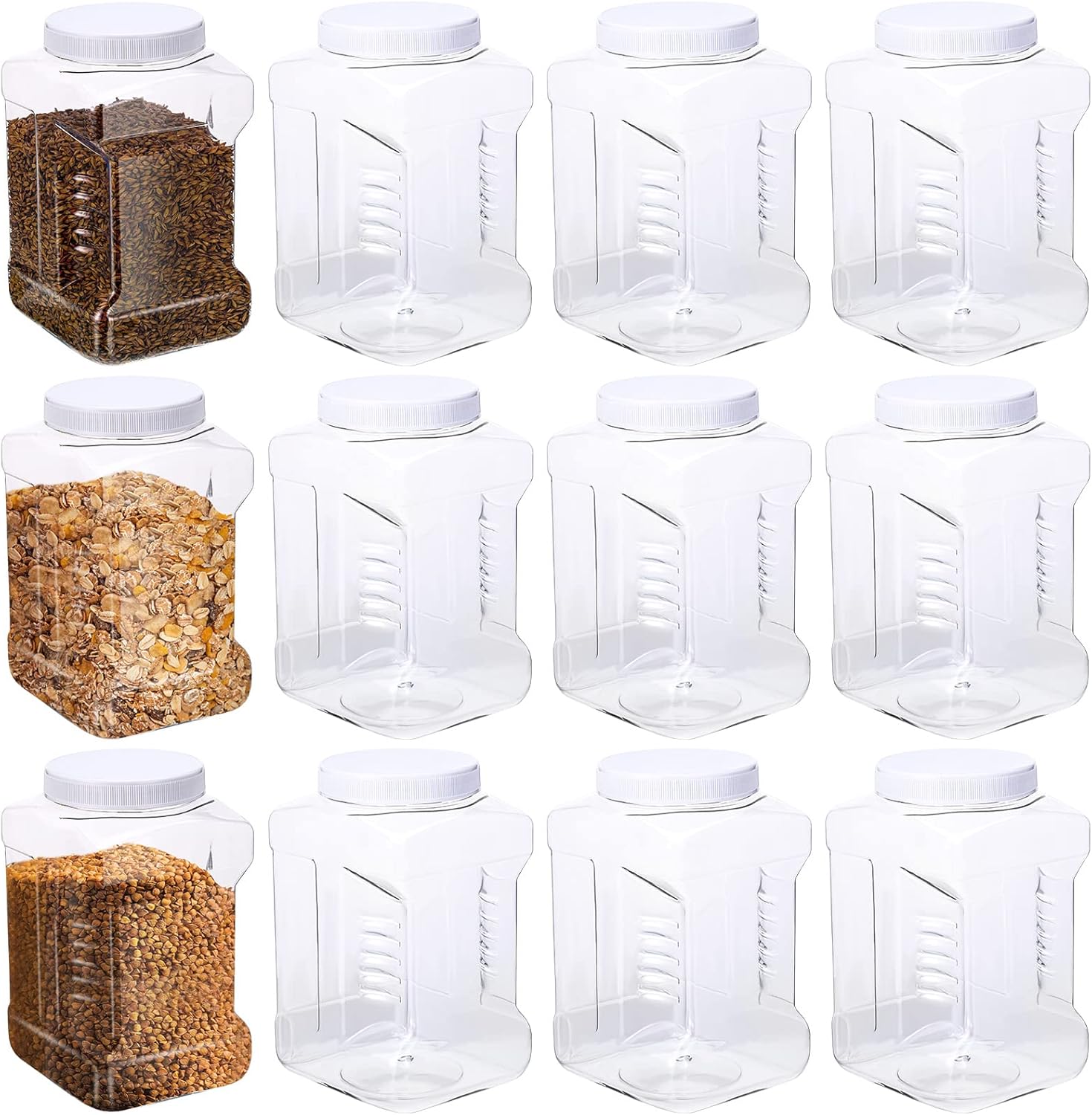 Amazon.com: 12 Packs 1 Gallon Plastic Grip Jar with Cap Clear Storage ...