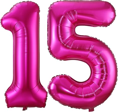 Amazon.com: BBPOOL Hot Pink 15 Balloon Numbers, 40 Inch, 15th or 51st ...