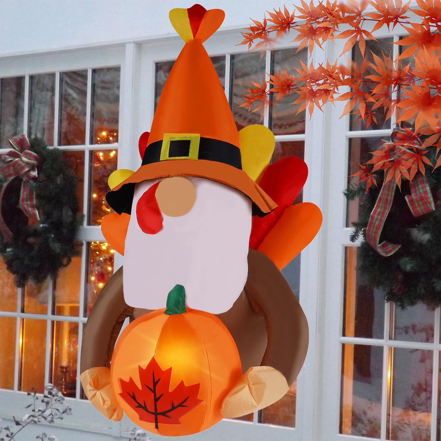 Amazon.com: Juegoal Fall Decor Window Inflatable Gnome, 3.5FT Light Up ...