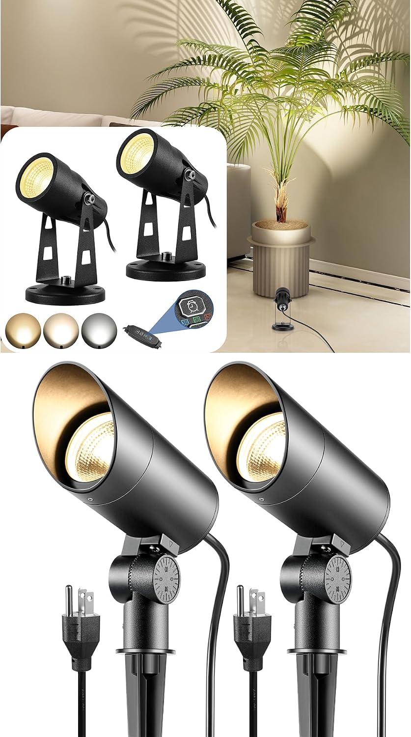 Junview 2-Pack 30W LED Spotlight Outdoor, 3000LM, Warm White ...