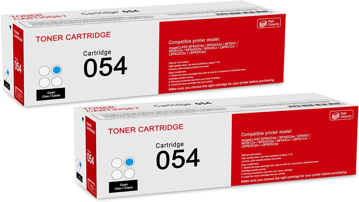Amazon.com: 2 Pack 054 3023C001 Cyan Toner Cartridge: Compatible CRG ...
