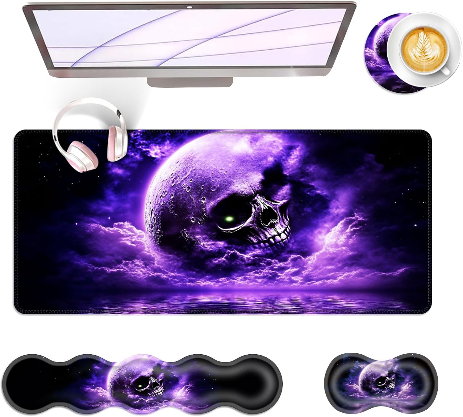 BFUKVOU Large Keyboard Mouse Pad Set, Extended Mouse Pad+Keyboard Wrist ...