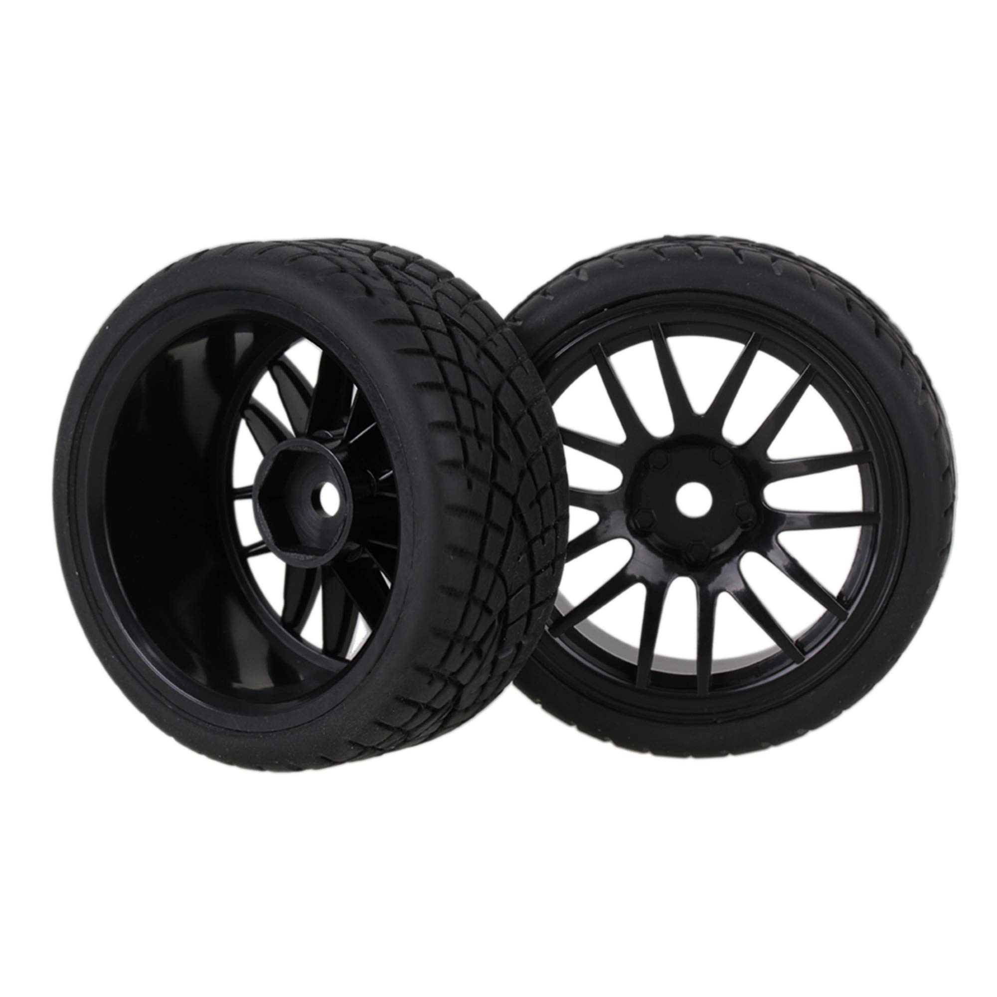 Snapklik.com : 12mm Hex Black Plastic 14-Spoke Wheel Rims & Black ...