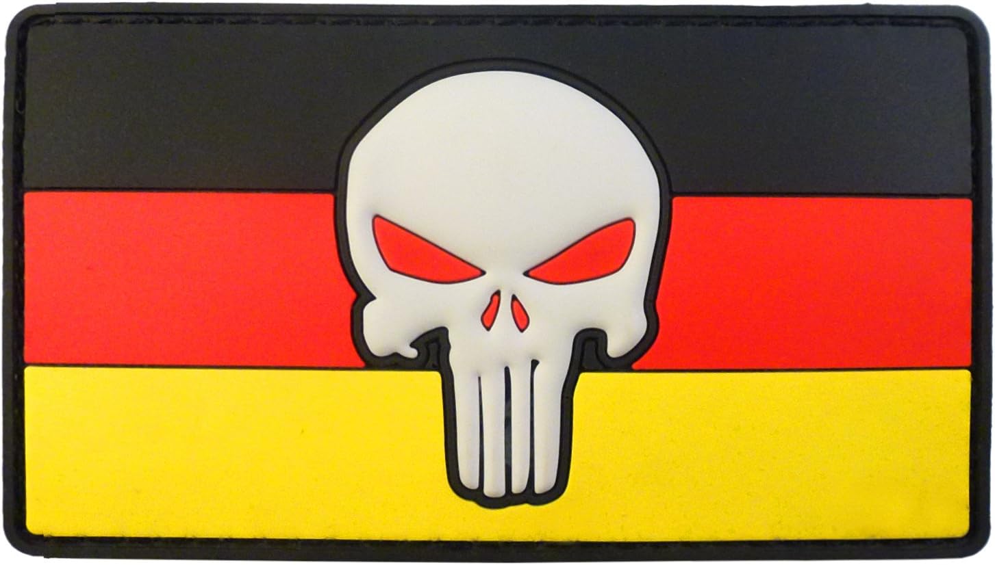 Punisher Skull Austria Österreich Flag Morale Tactical Combat PVC Rubber Touch Fastener Patch ...
