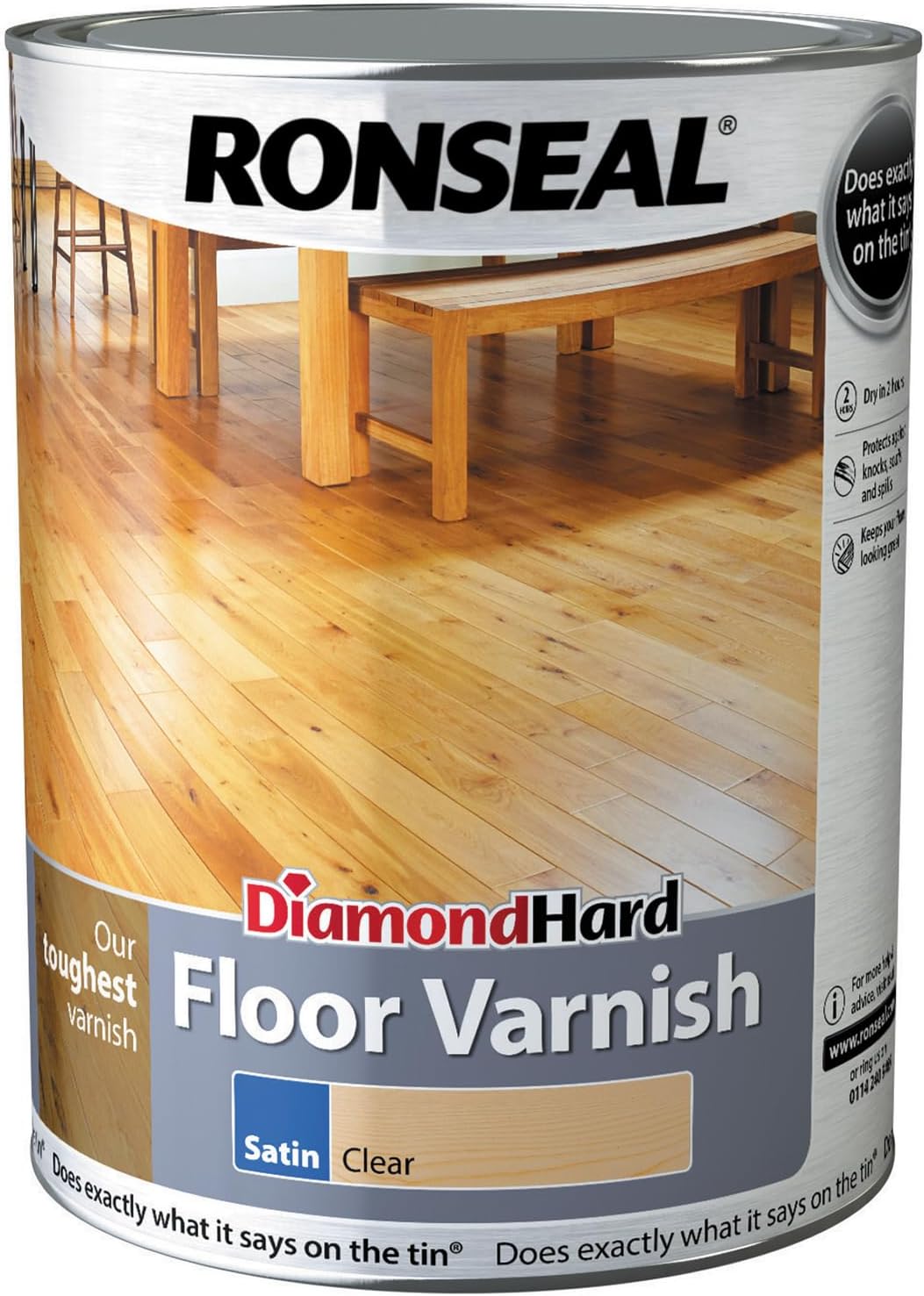 Ronseal DHFVS5L Diamond Hard Floor Varnish Satin 5 Litre : Amazon.co.uk ...