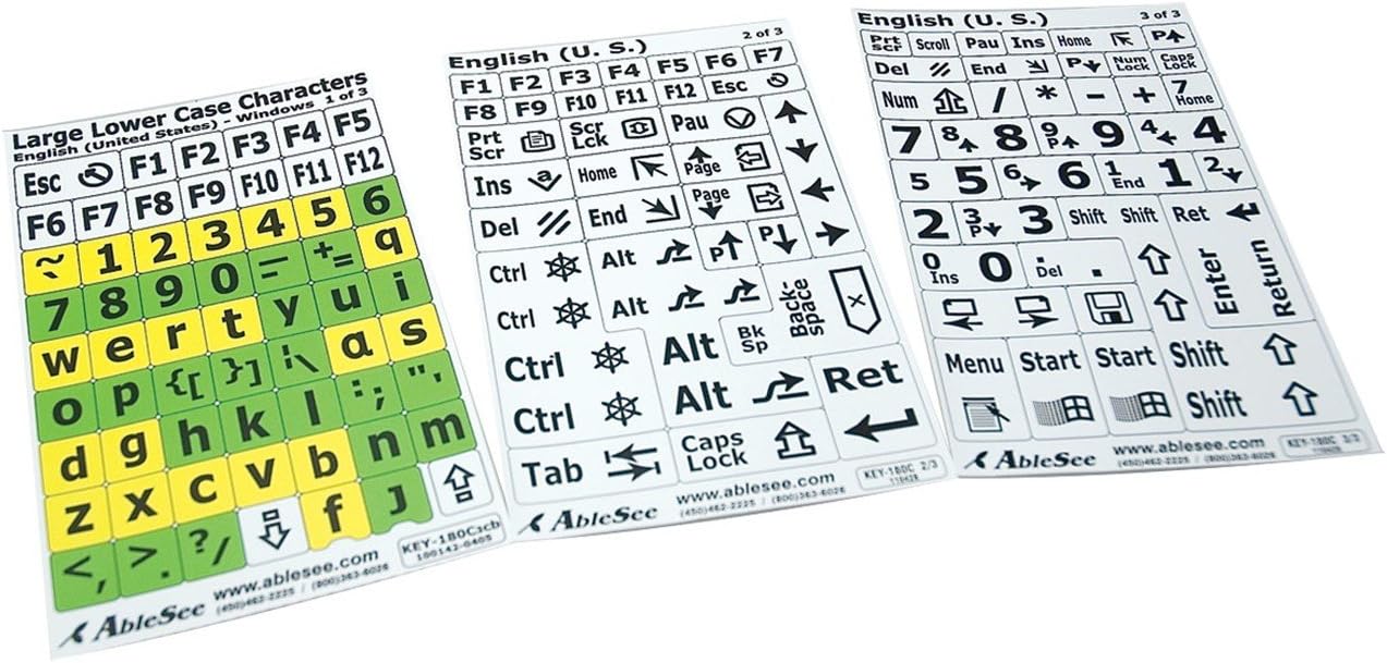 Amazon.com: Keyboard Large Print Labels - Black on White, Yellow, Green ...