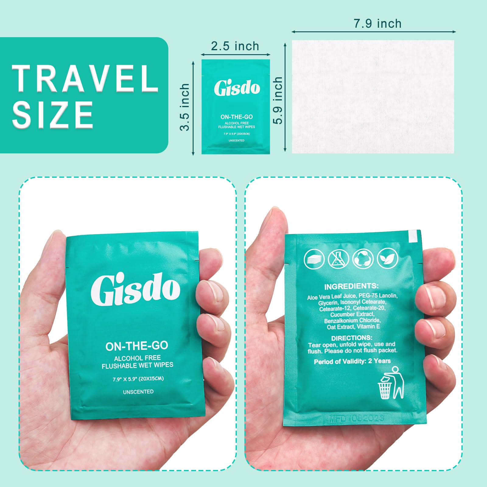 Snapklik.com : Gisdo 100 Pcs Flushable Wet Wipes Individually Wrapped ...