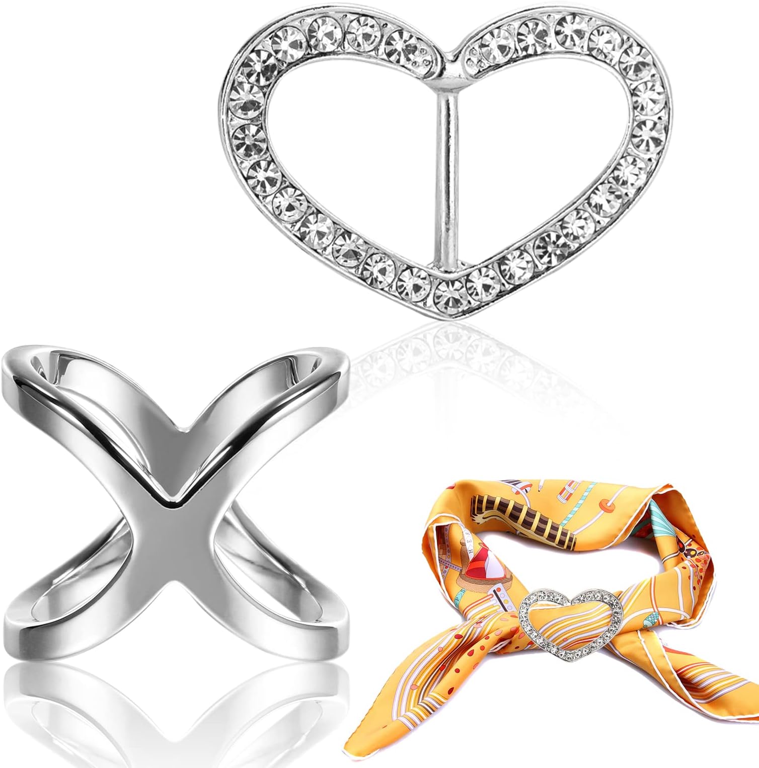 2 PCS Fashion Scarf Clips Scarf Ring Buckle Rhinestone Scarf Ring ...