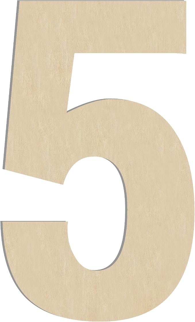 Amazon.com: HILAZA 17 Inch Large Wooden Number 5, 1/4 in Thick Big Wood ...